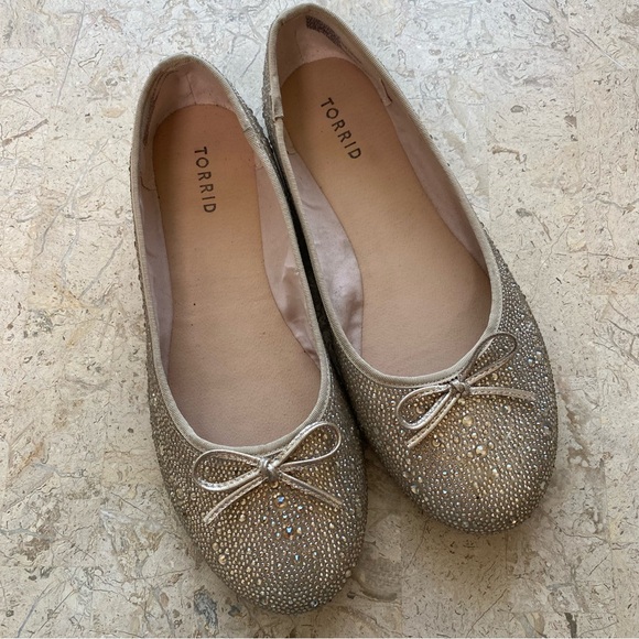 torrid | Shoes | Embellished Ballet Flat Slip On Bow Extra Wide Size ...